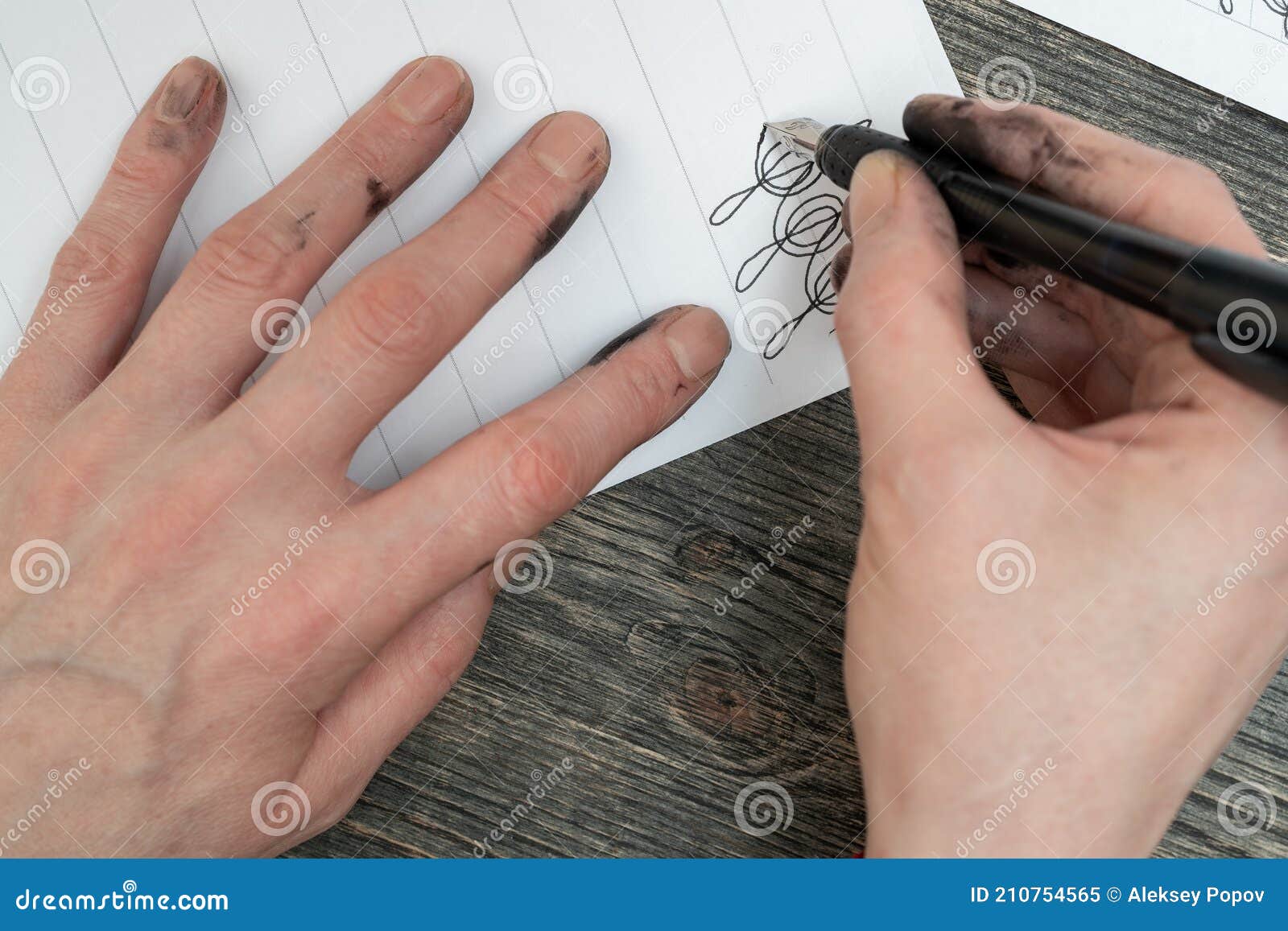 Fountain Pen in Ink-stained Hands Stock Image - Image of note, desk ...