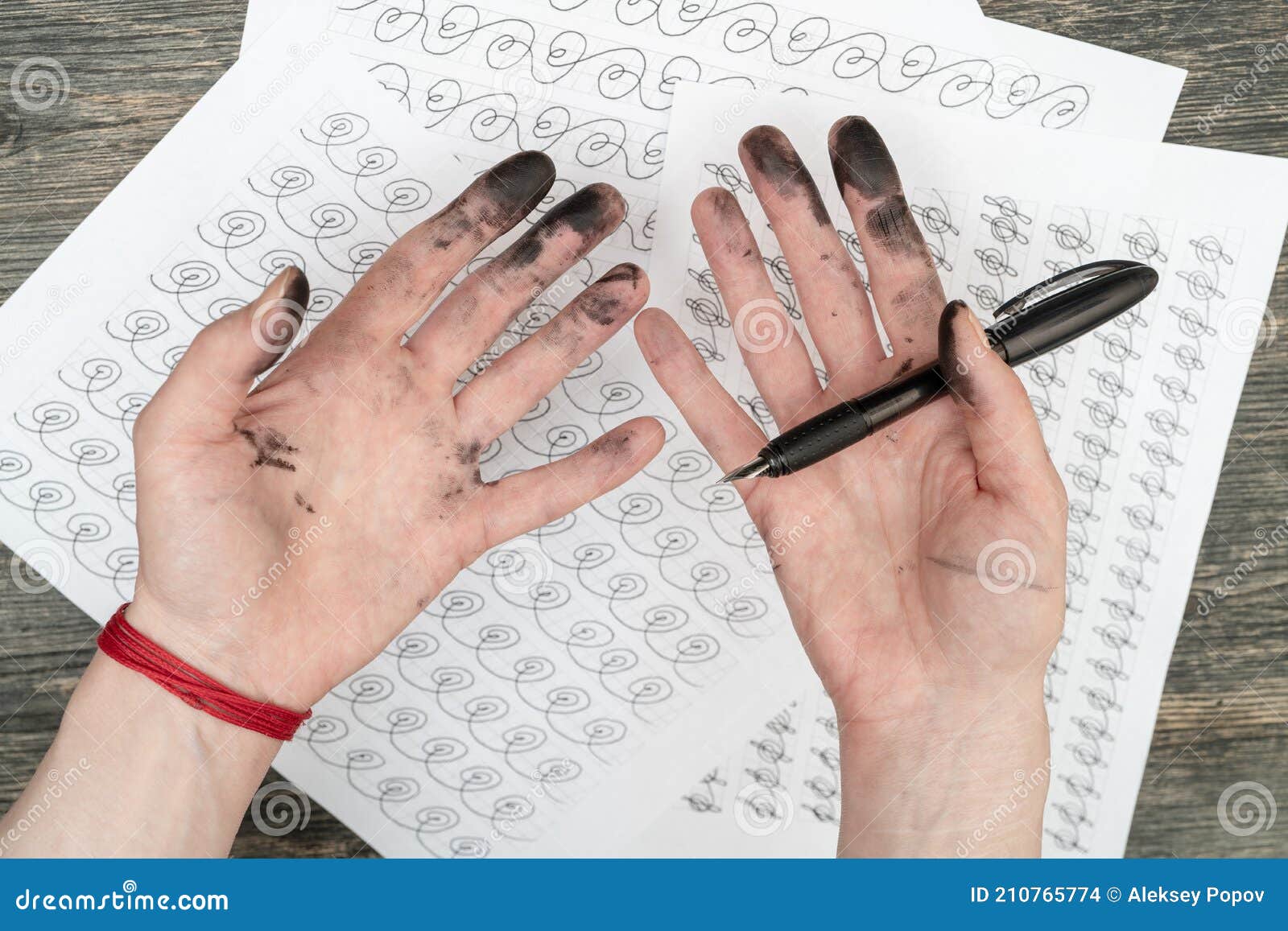 Fountain Pen in Ink-stained Hands Stock Photo - Image of handwriting ...