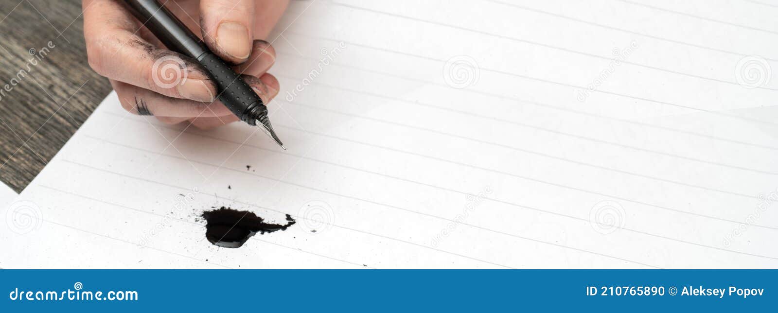 Fountain Pen in Ink-stained Hands Stock Photo - Image of detail, blot ...