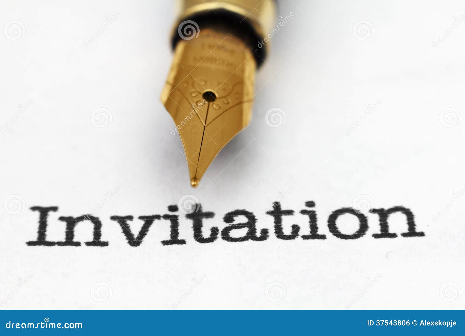 Fountain Pen on Invitation Text Stock Photo - Image of fountain ...