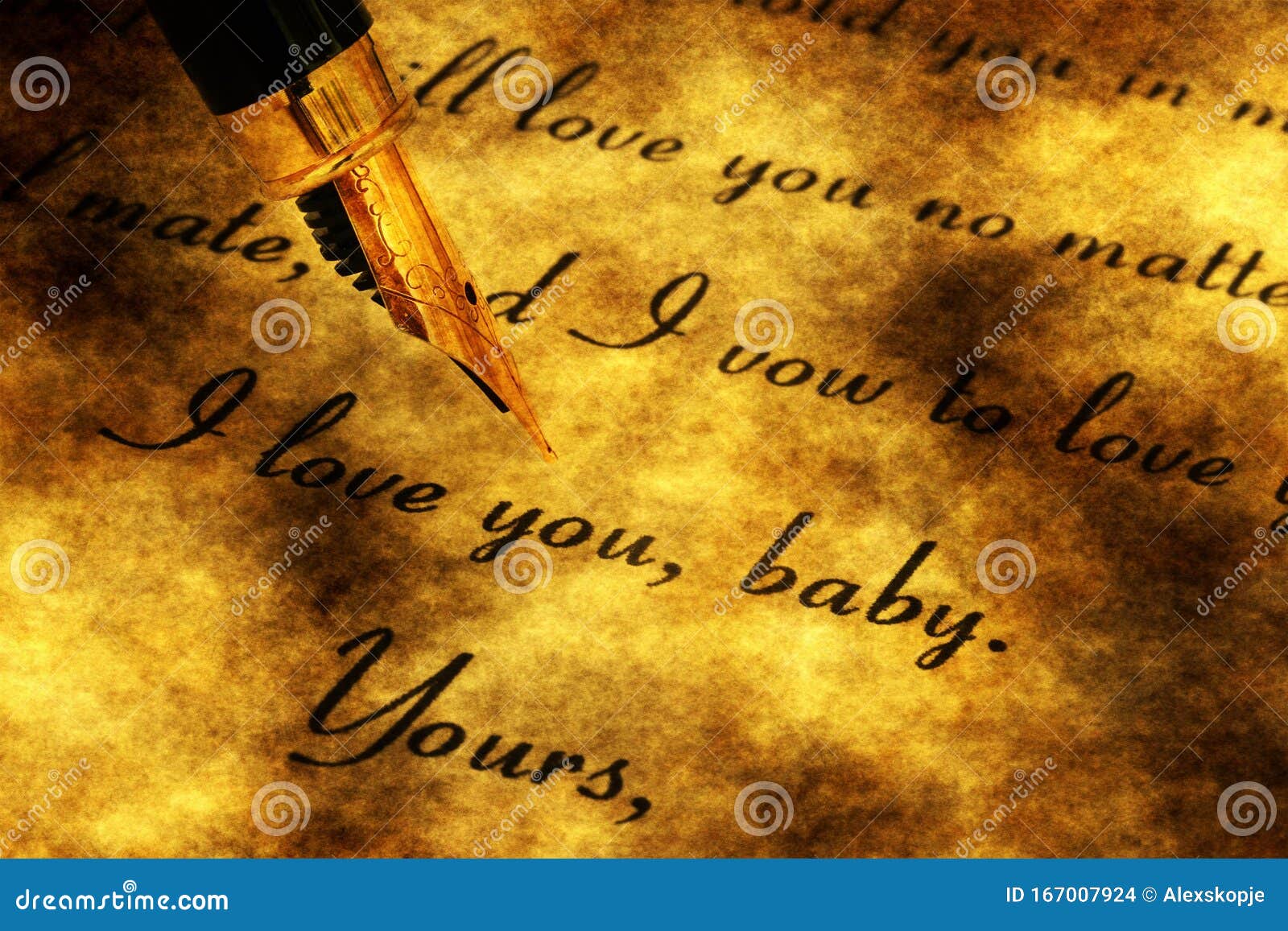 Fountain Pen on Love Letter Stock Photo - Image of text, space: 167007924