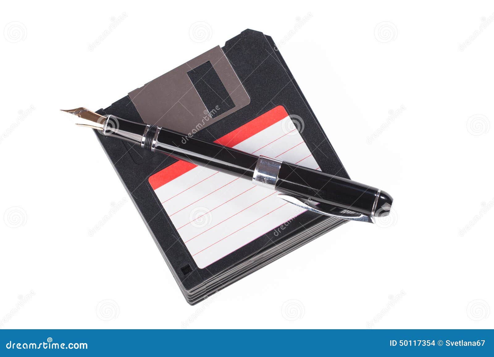 Fountain Pen Lying on a Pile of Floppy Disks Stock Photo - Image of ...