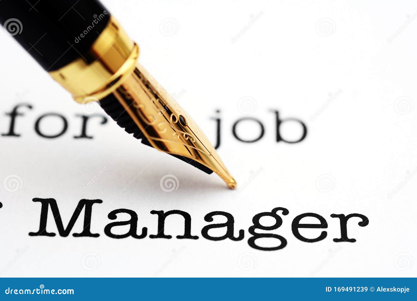 Fountain Pen on Manager Text Stock Image - Image of document, employee ...