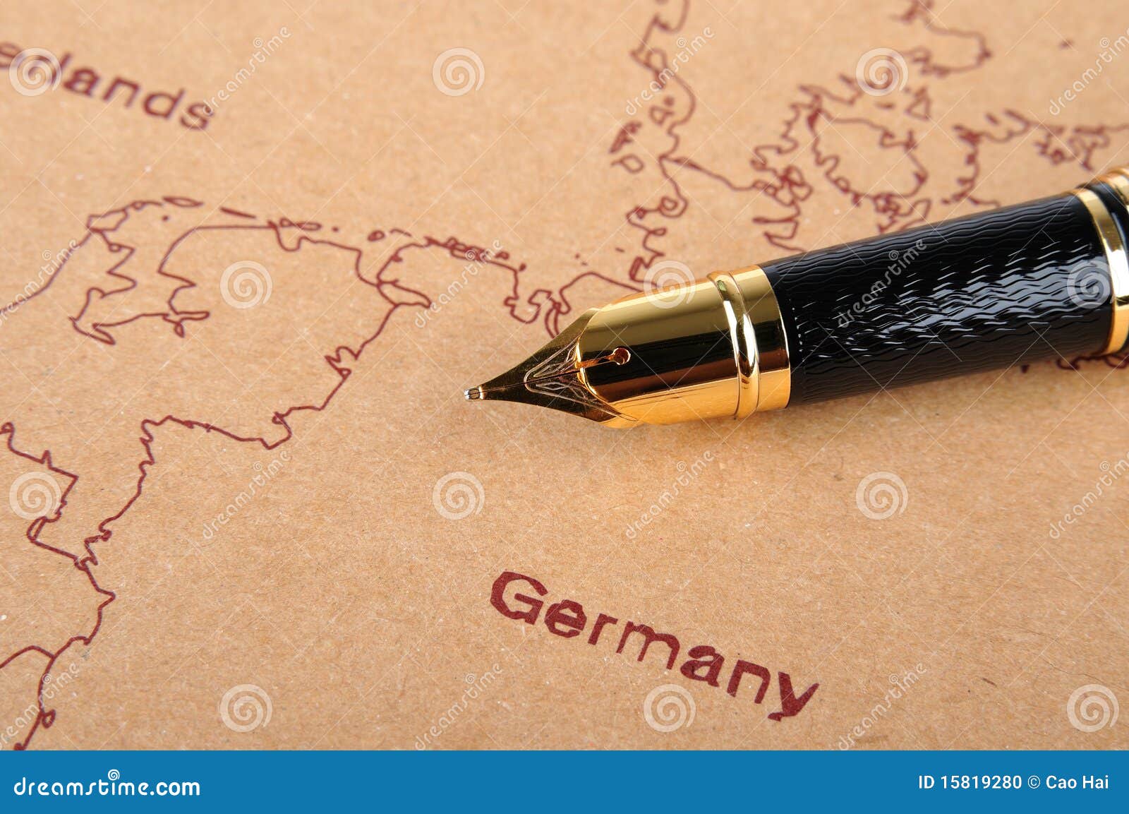Fountain pen and map stock photo. Image of country, european - 15819280