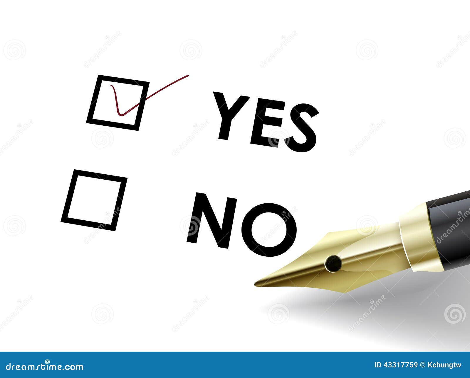 Fountain Pen Marking on the Check Box Yes Stock Illustration ...