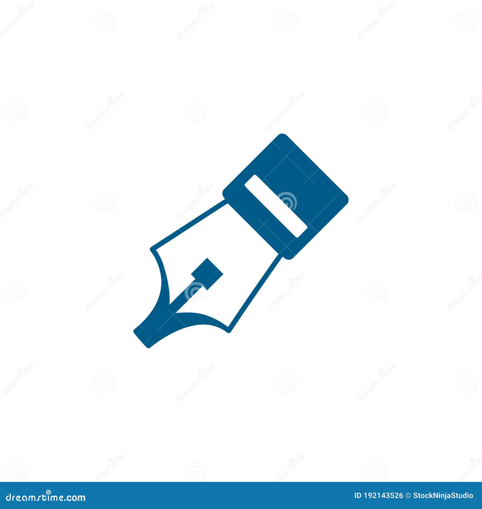 Fountain Pen Nib Blue Icon on White Background. Blue Flat Style Vector ...