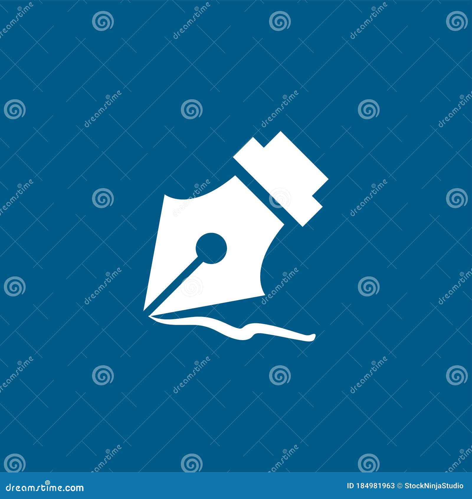 Fountain Pen Nib Icon on Blue Background. Blue Flat Style Vector ...