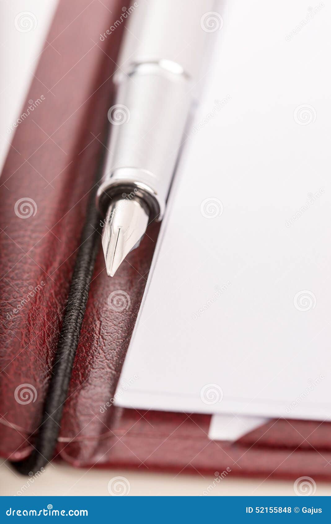Fountain Pen on an Open Executive Leather Folder Stock Photo - Image of ...