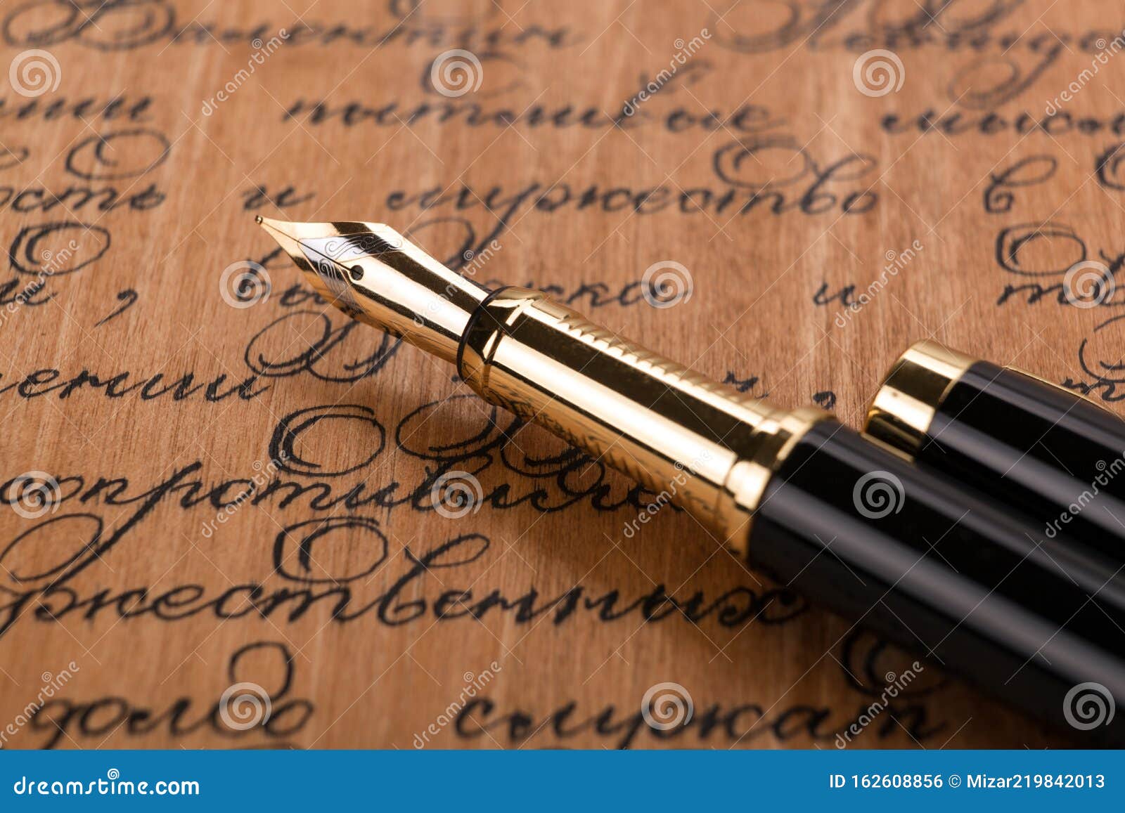 Fountain Pen on Paper with Ink Text Stock Photo - Image of diary ...