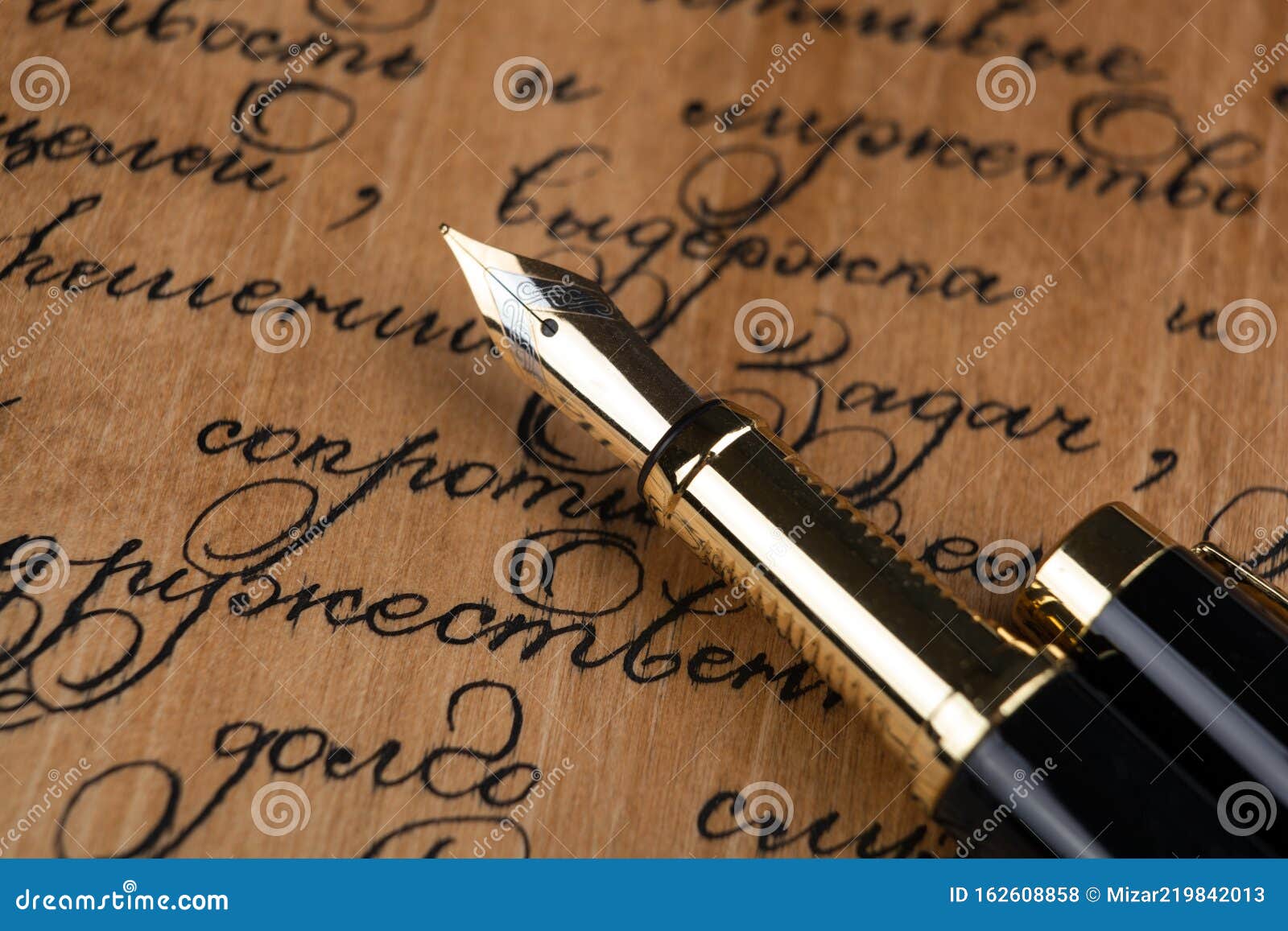 Fountain Pen on Paper with Ink Text Stock Photo - Image of paper ...