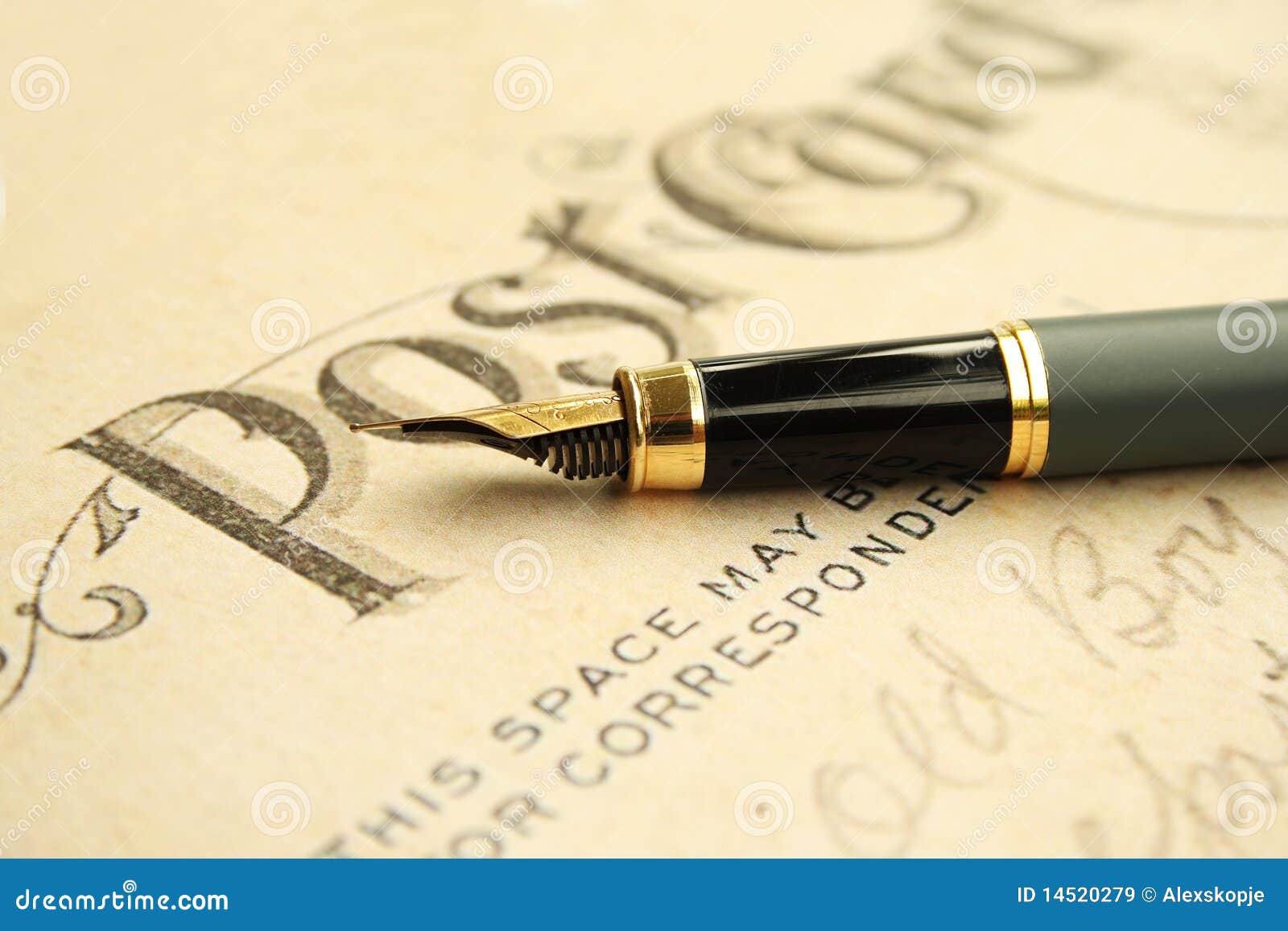 Fountain pen on post card stock image. Image of equality - 14520279