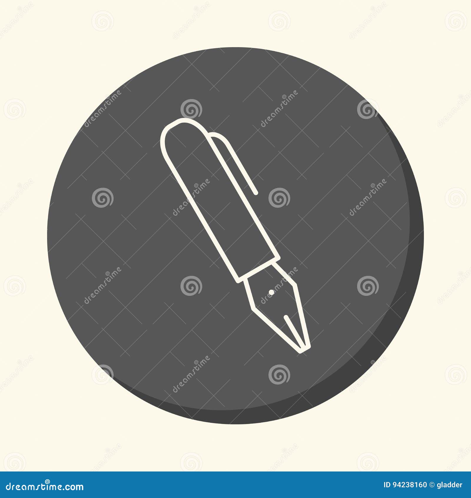 Fountain Pen, Round Linear Icon with the Illusion of Volume. Stock ...