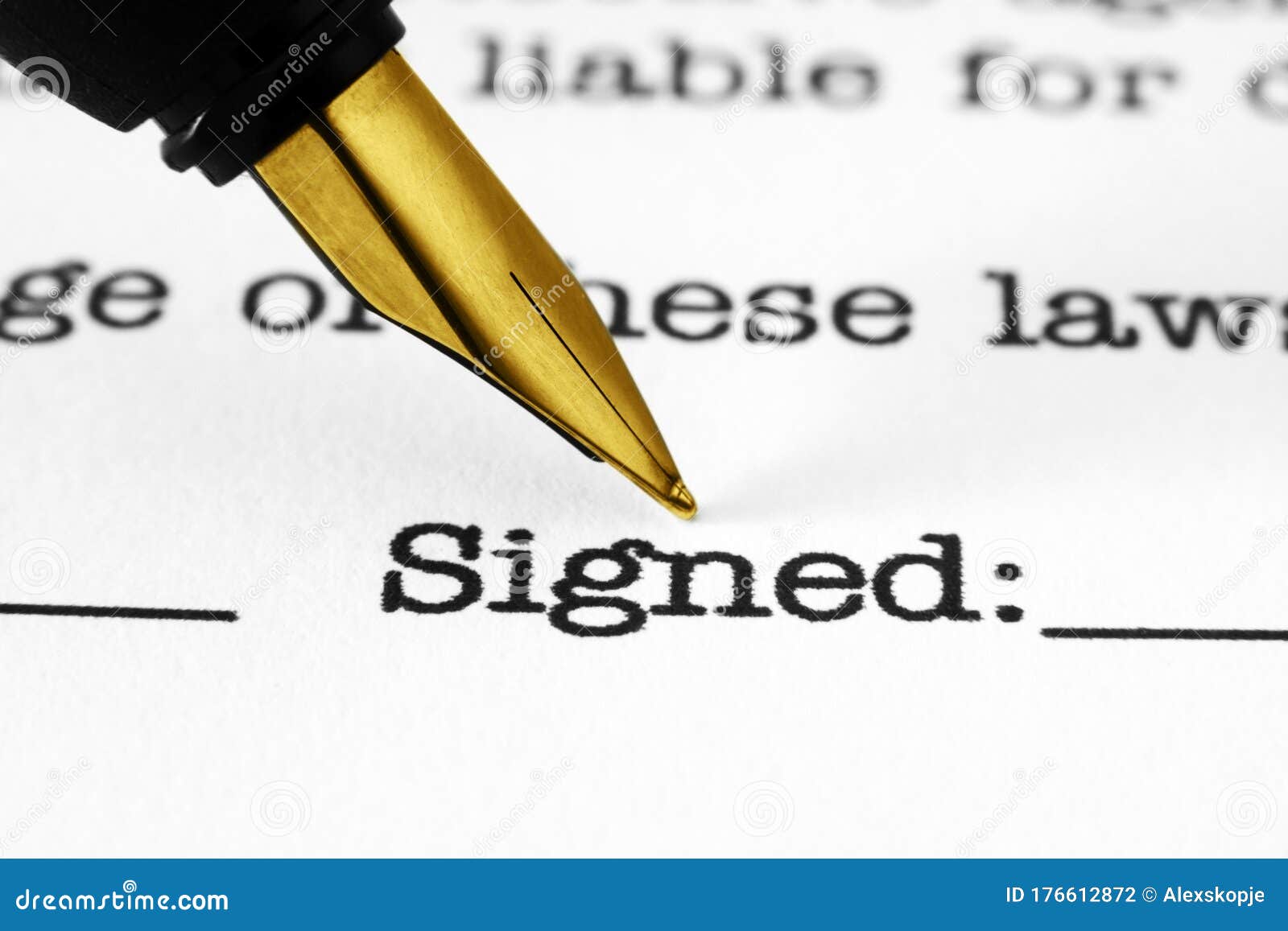 Fountain pen sign stock photo. Image of signature, fountain - 176612872