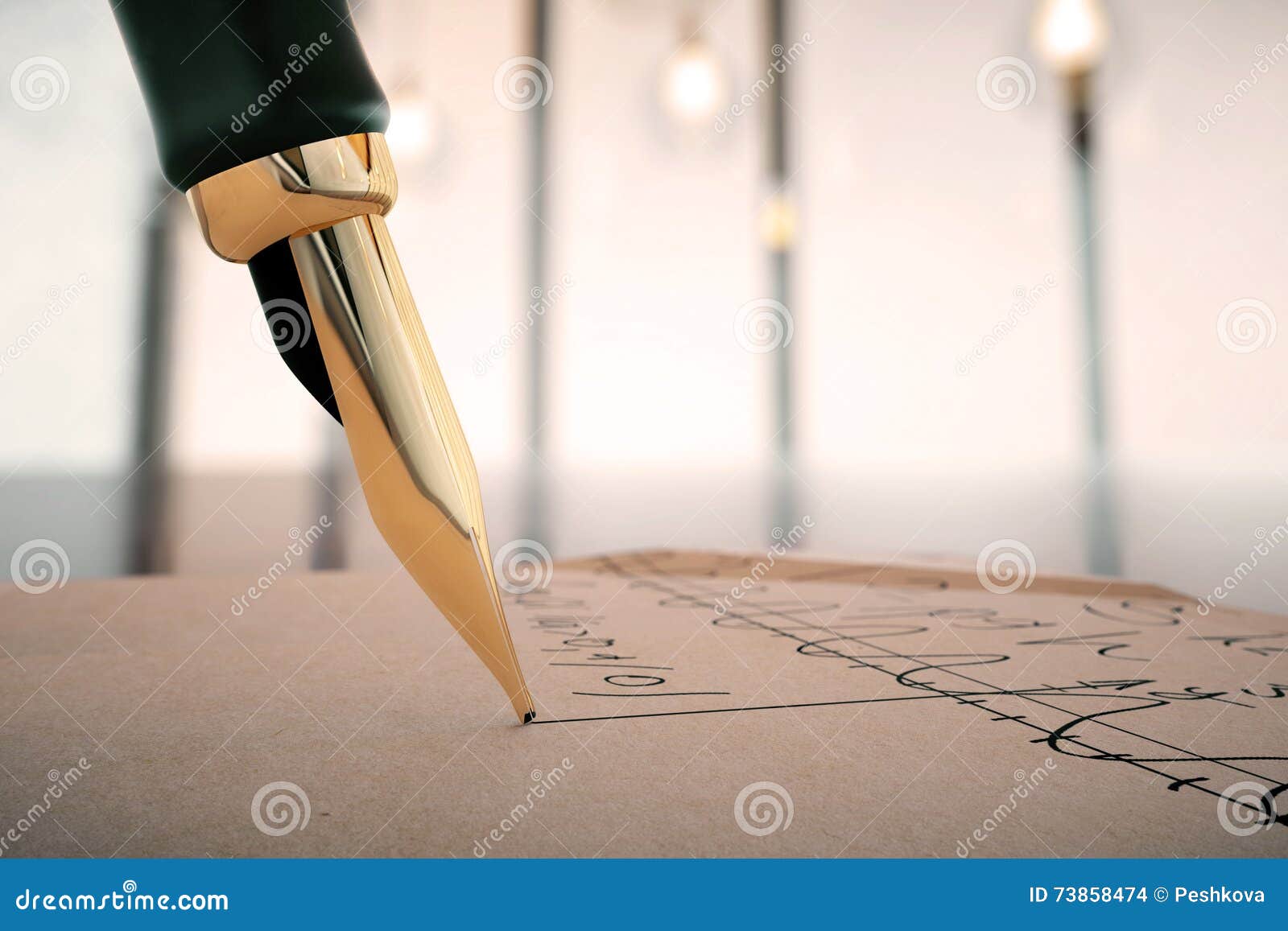 Fountain Pen Writing Formulas Stock Illustration - Illustration of ...