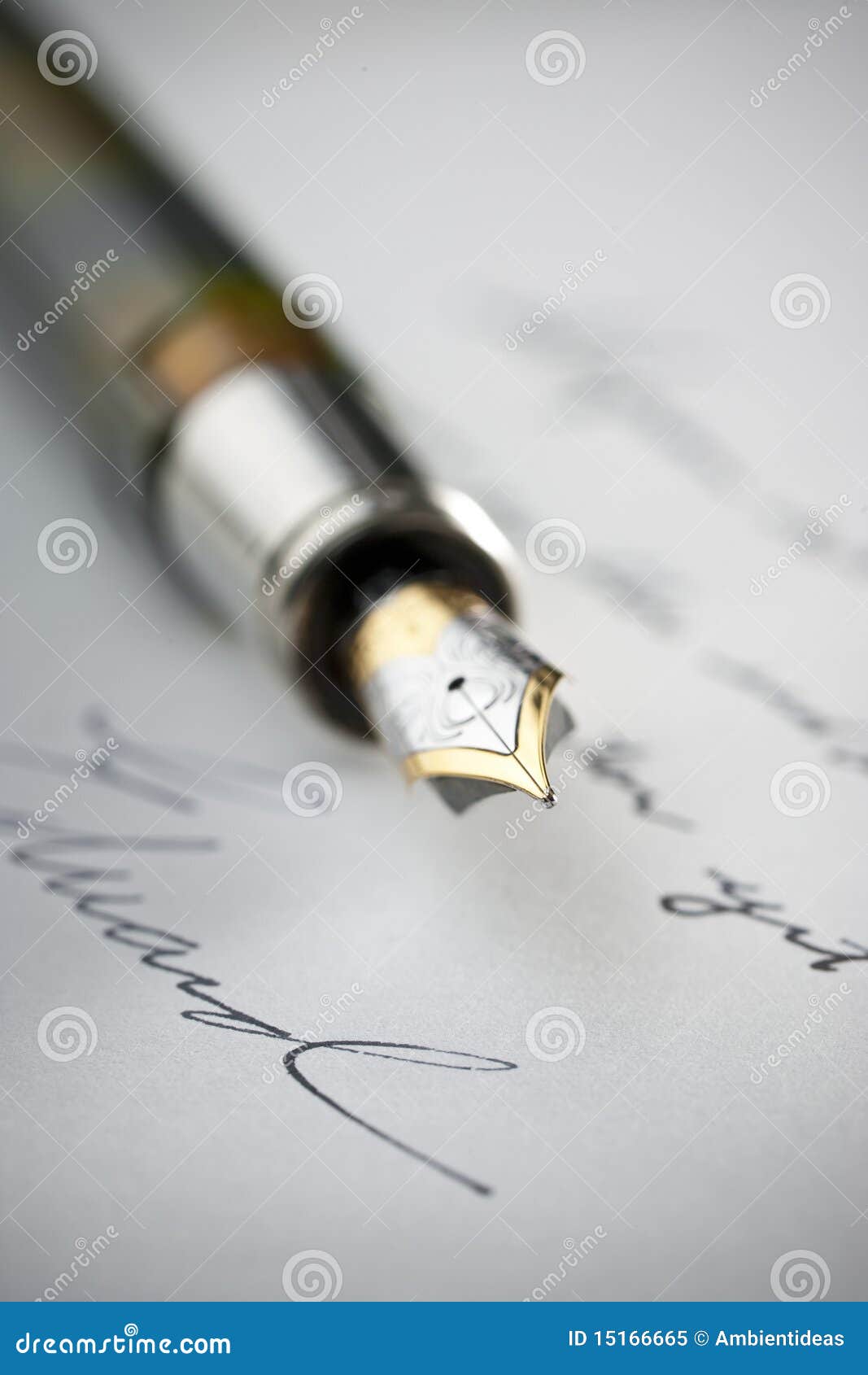Fountain Pen on Written Letter Stock Image - Image of selective, gold ...