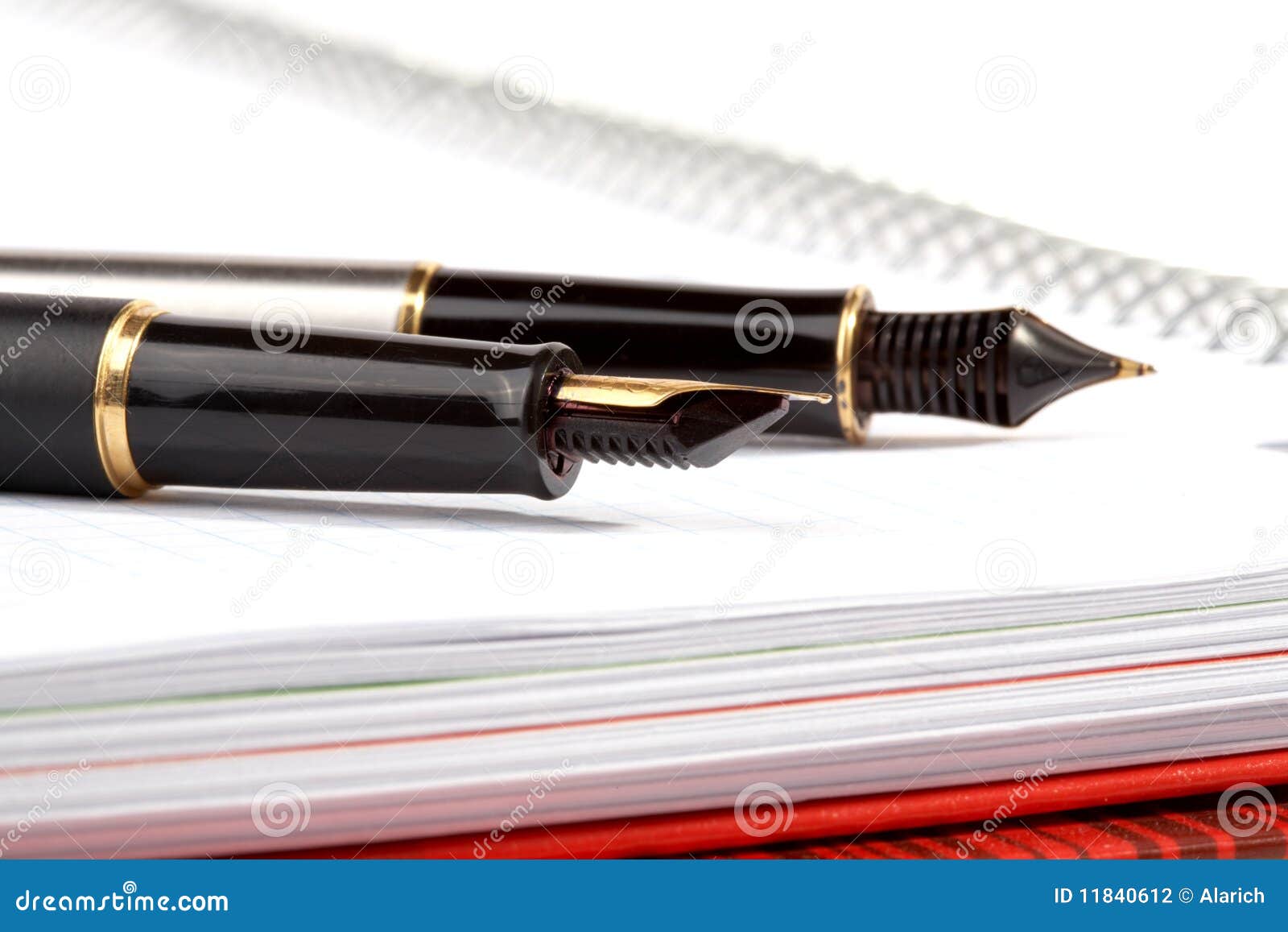 Fountain Pens Lays on a Writing-book Stock Photo - Image of bright ...
