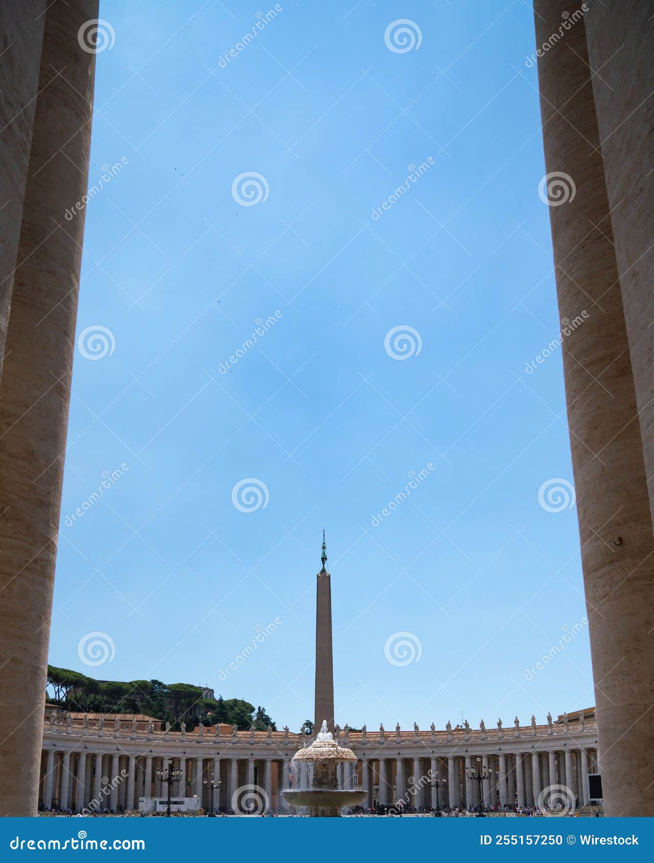 Fountain and Pillars in a Plaza in Vatican, Italy Editorial Image ...
