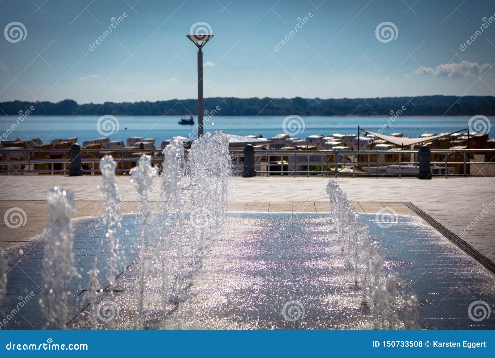 Fountain on a Promenade on the Beach Stock Photo - Image of decorative ...