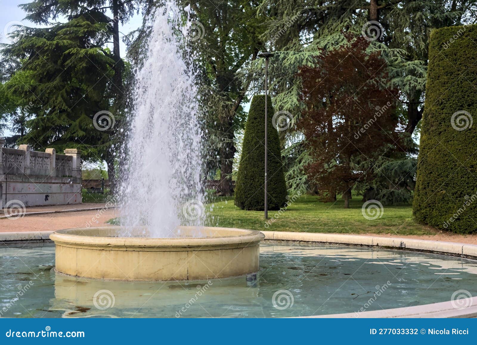 Fountain in a Public Park in an Italian Town at Sunset Stock Photo ...