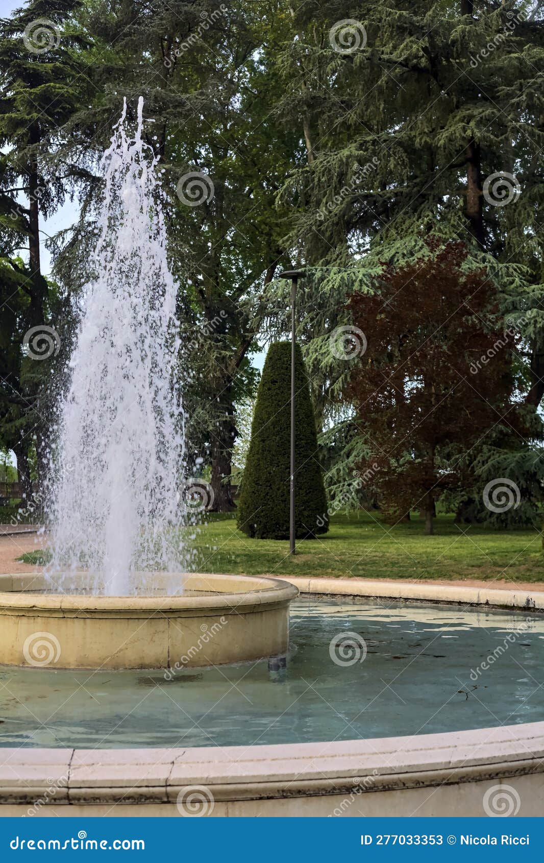 Fountain in a Public Park in an Italian Town at Sunset Stock Image ...