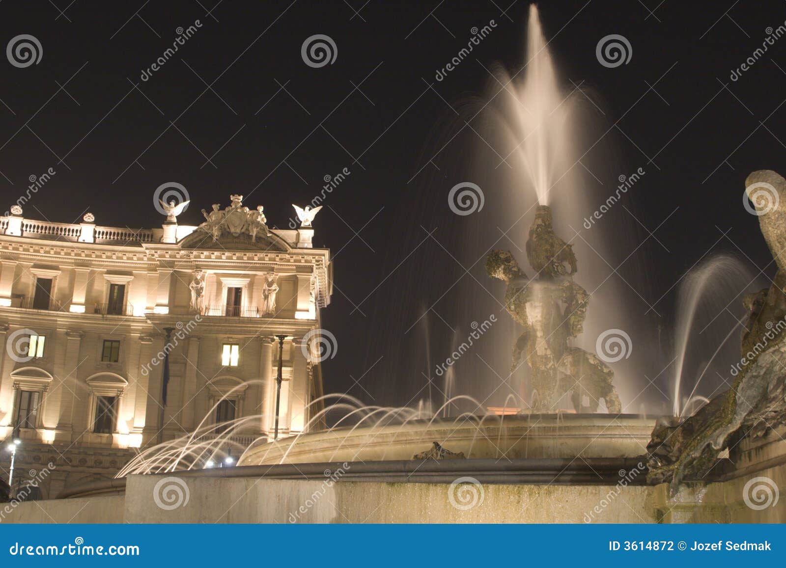 Fountain in rome stock photo. Image of night, water, light - 3614872