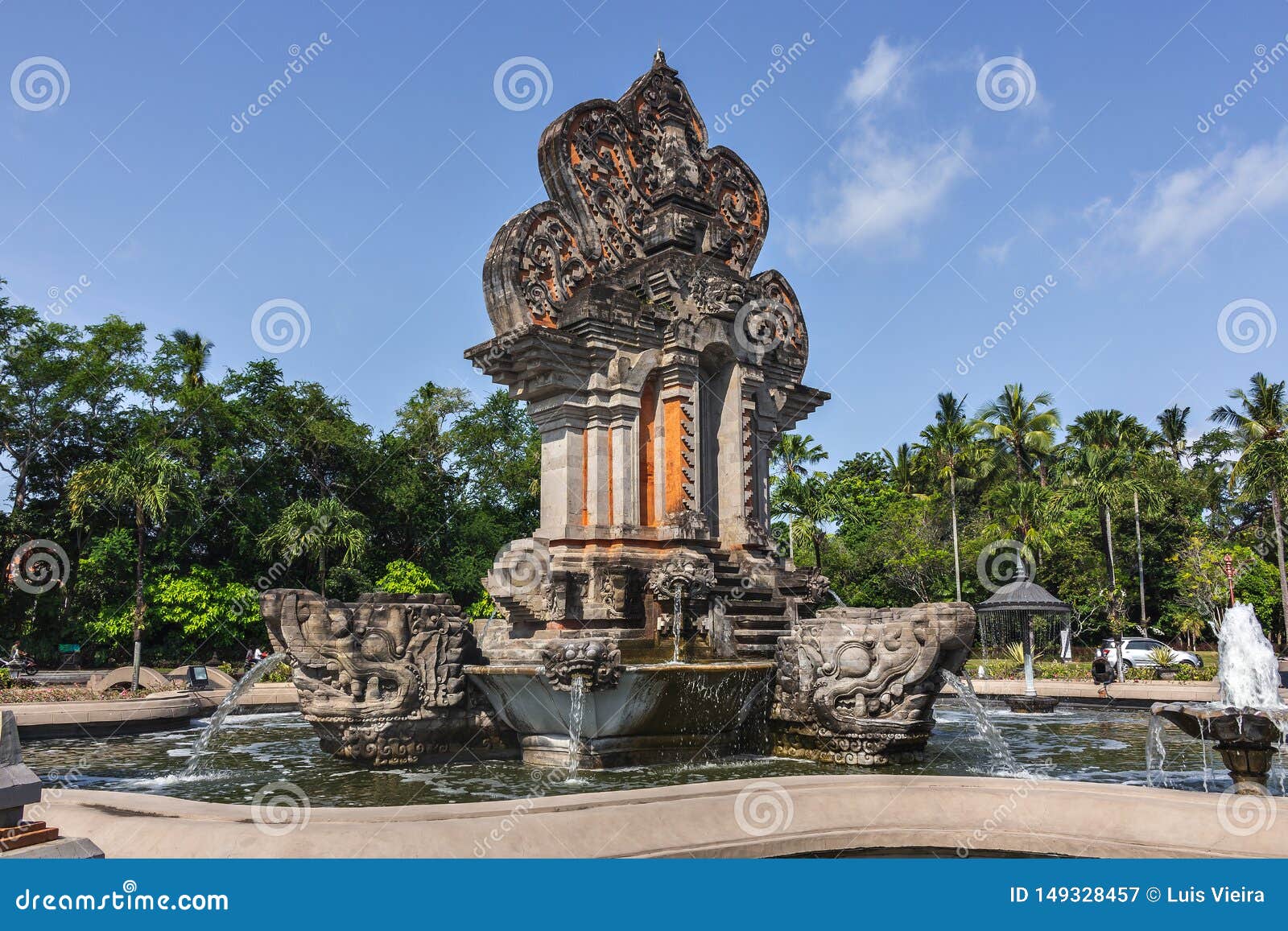 A Fountain in a Roundabout with Hindu Statues Stock Image - Image of ...