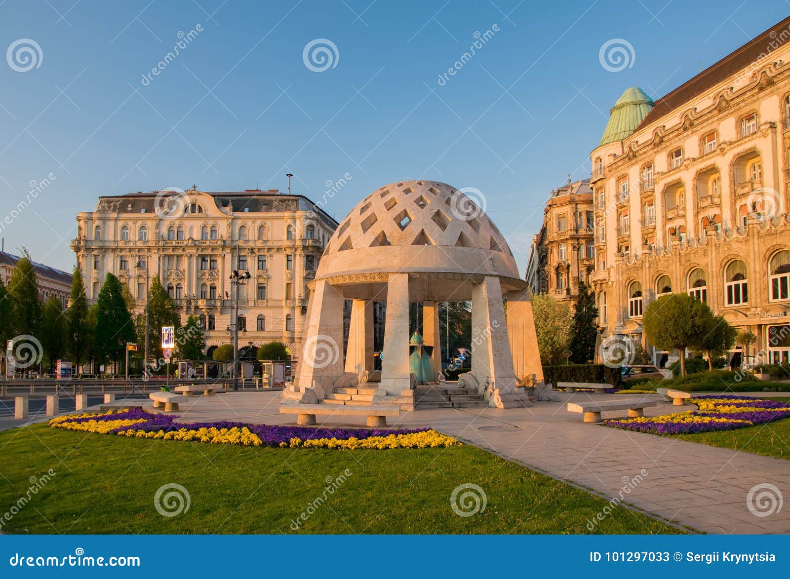 Fountain on Gellert Square in Budapest, Hungary Stock Image - Image of ...