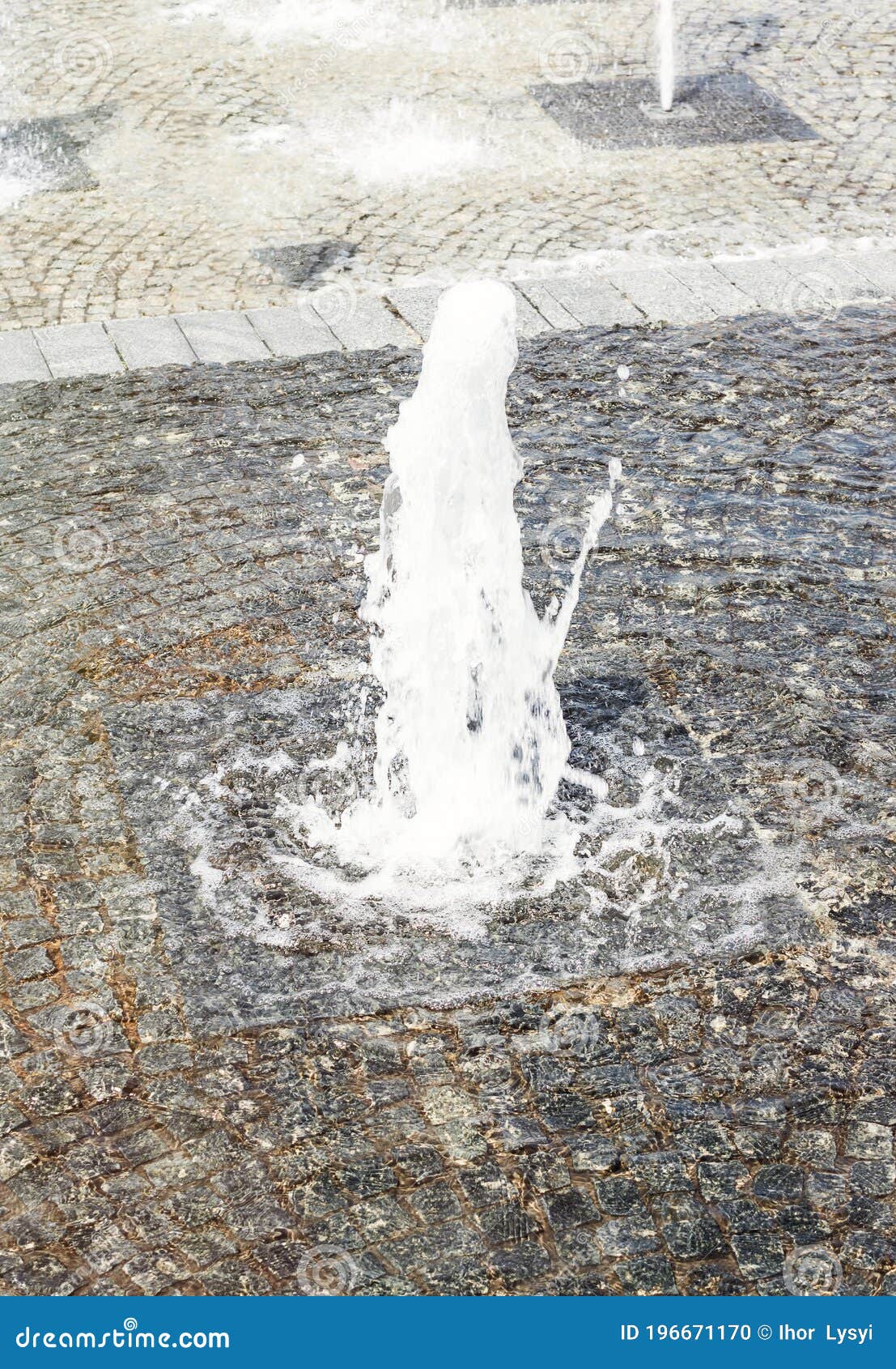 Fountain Spraying from the Floor at City Stock Photo - Image of square ...
