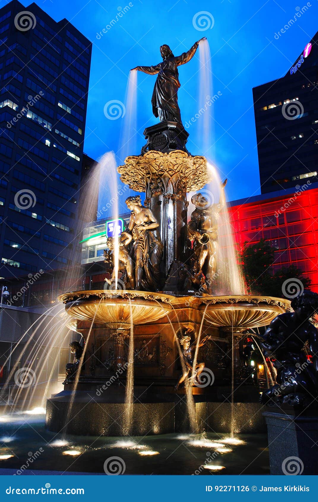 Fountain Square With Long Pathway With Concrete Pavement Royalty-Free ...