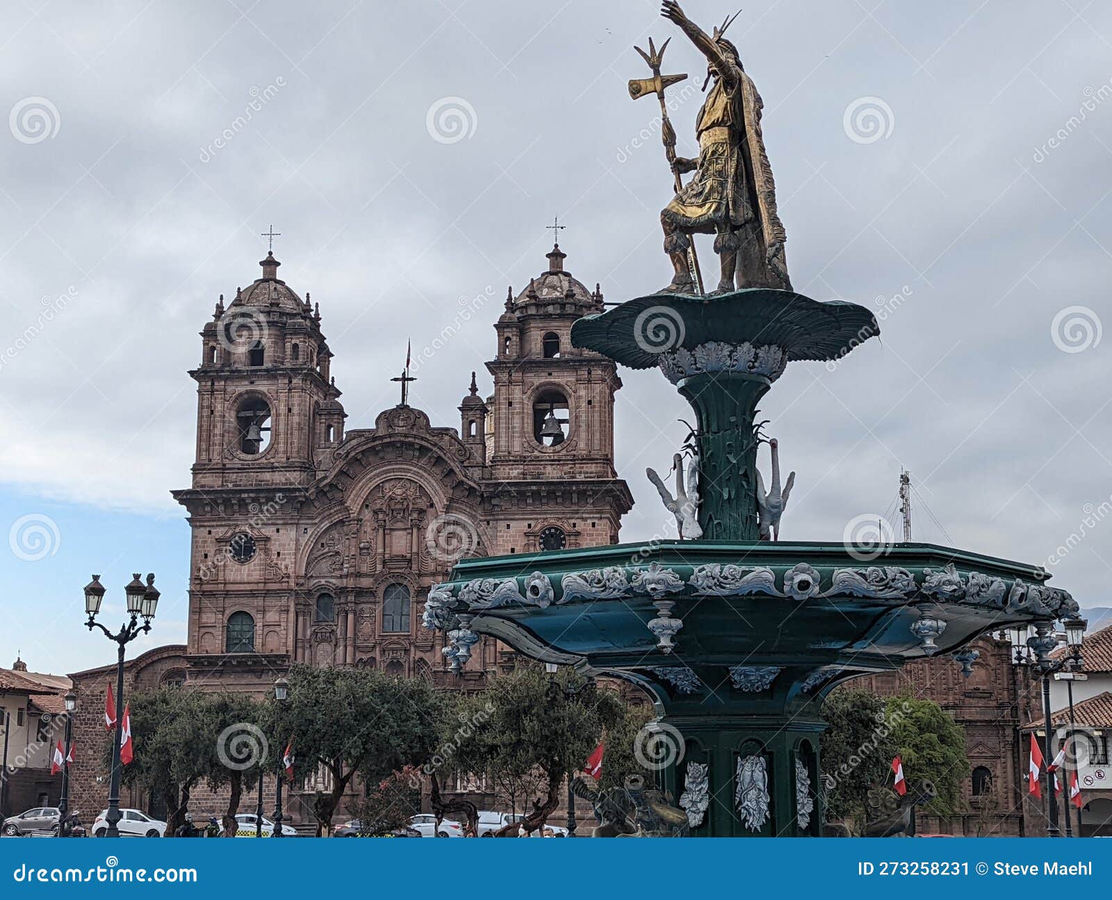 Fountain Statue Cathedral Peru Stock Image - Image of peru, town: 273258231