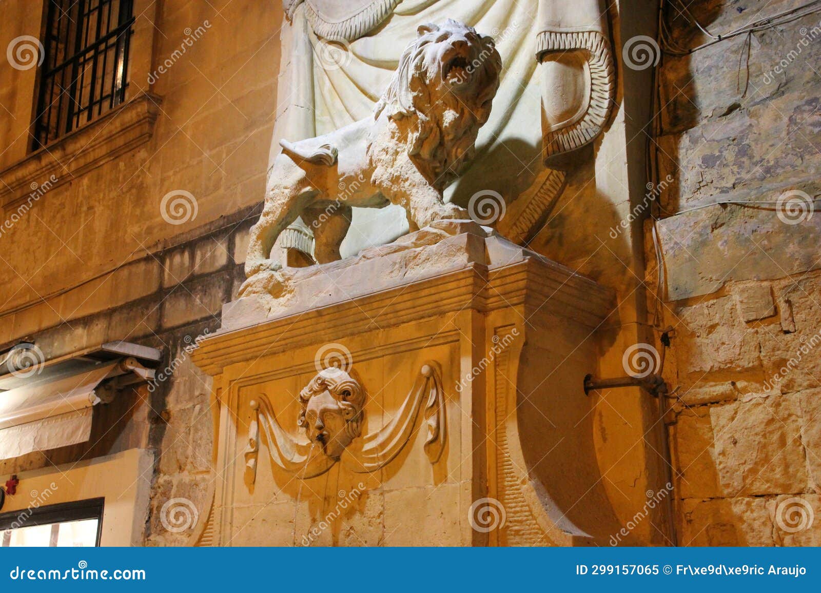 Fountain and Statue of an Lion in Valletta (malta) Editorial Image ...
