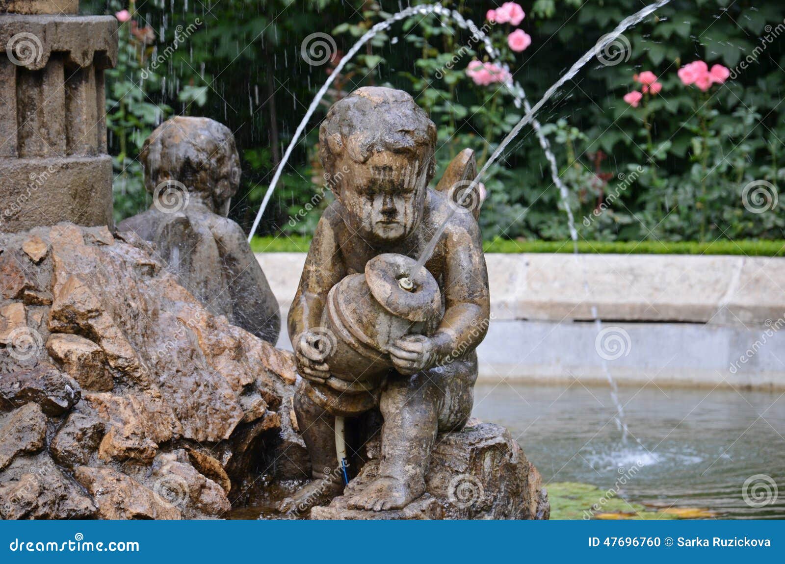 Fountain Statue of Little Boy Stock Photo - Image of landmark ...