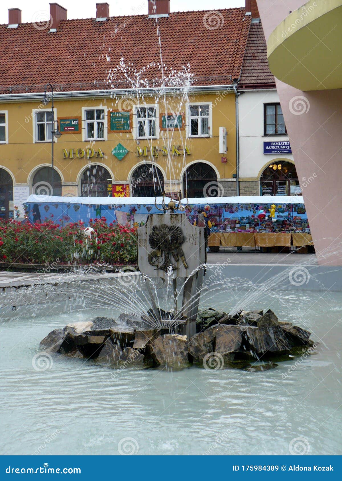 Fountain on the Town Square Stock Image - Image of limanowa, water ...