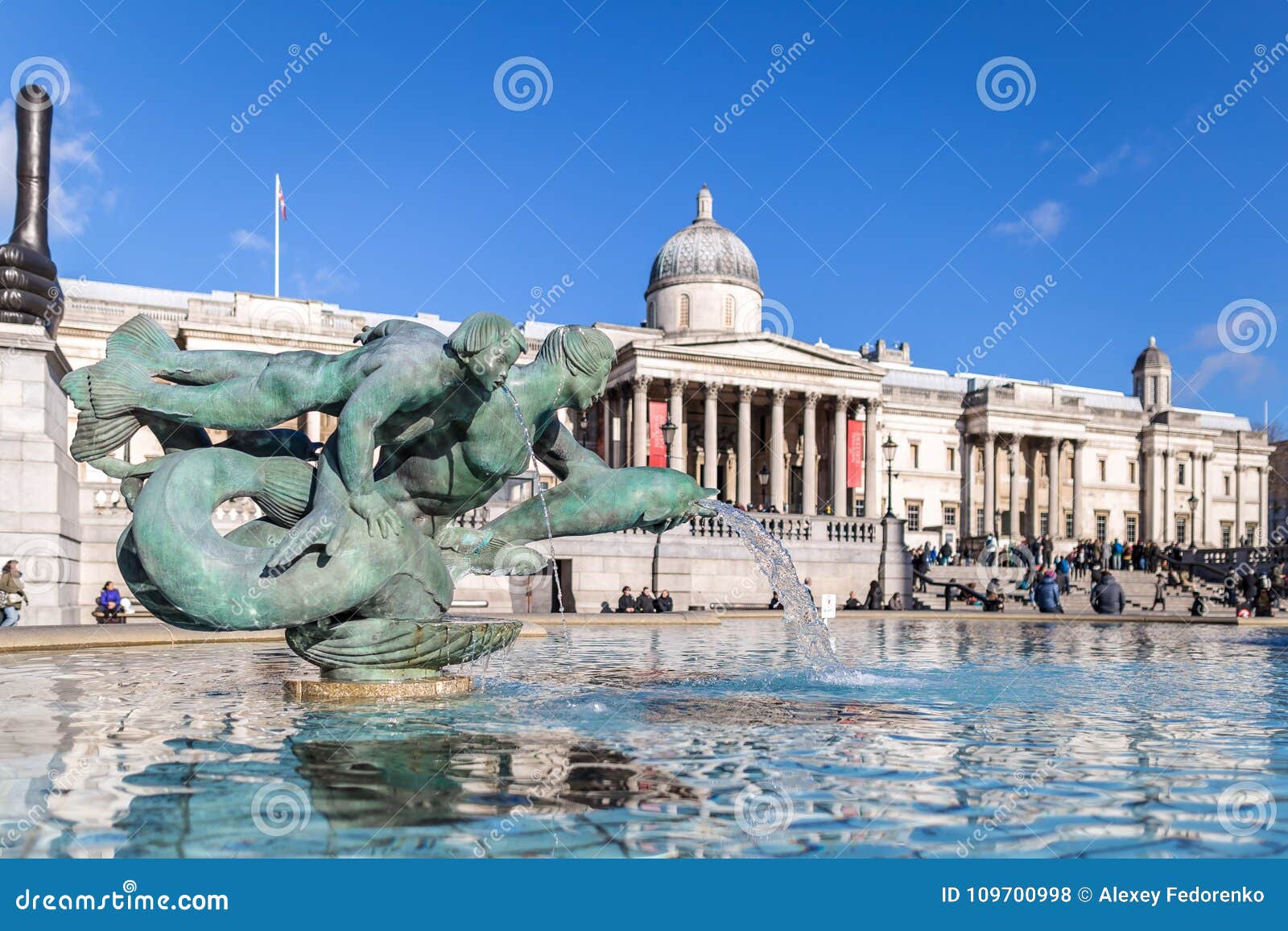 Fountain on Trafalgar Square in London Editorial Stock Photo - Image of ...