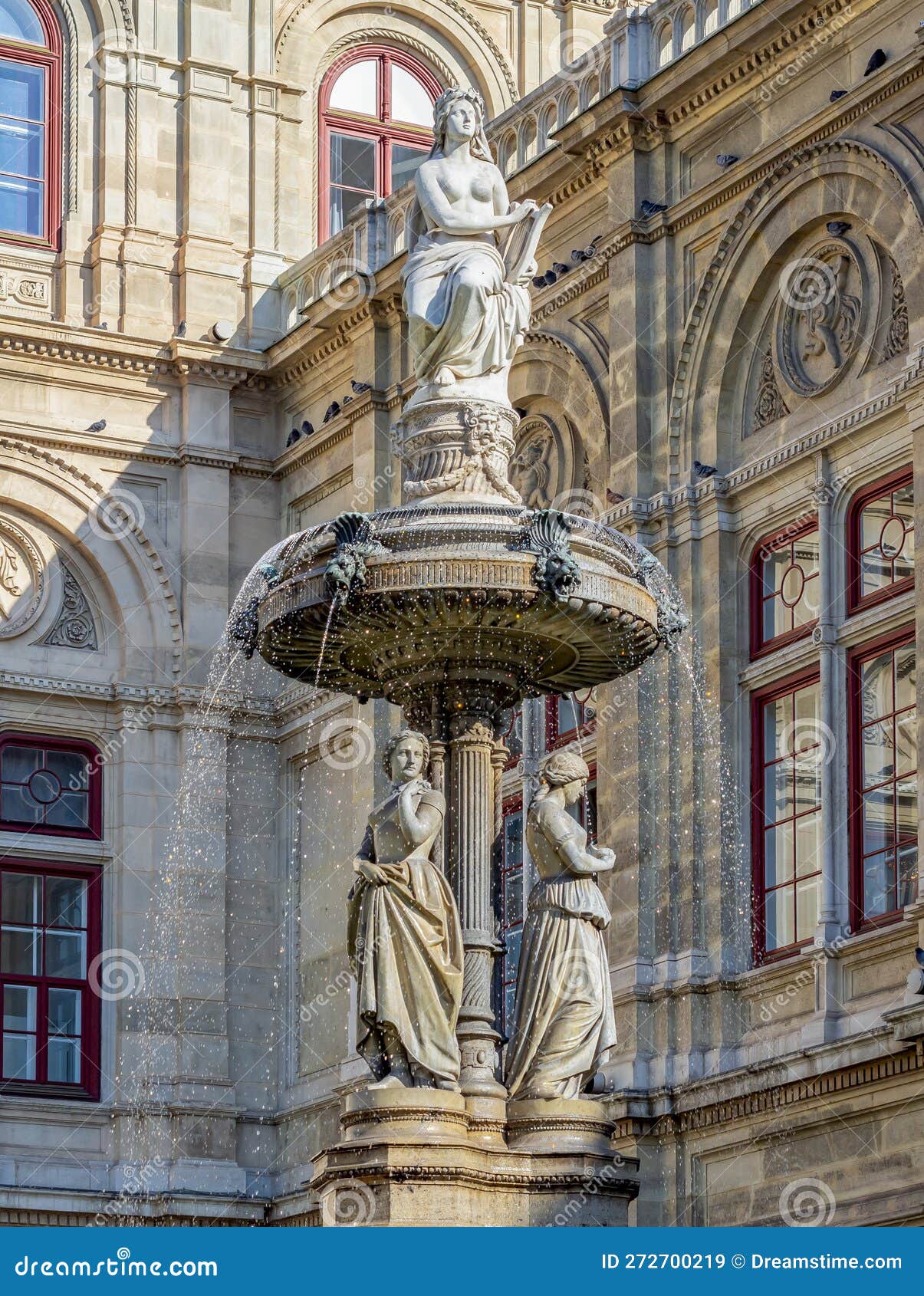 Fountain at Vienna State Opera, Austria Editorial Stock Image - Image ...