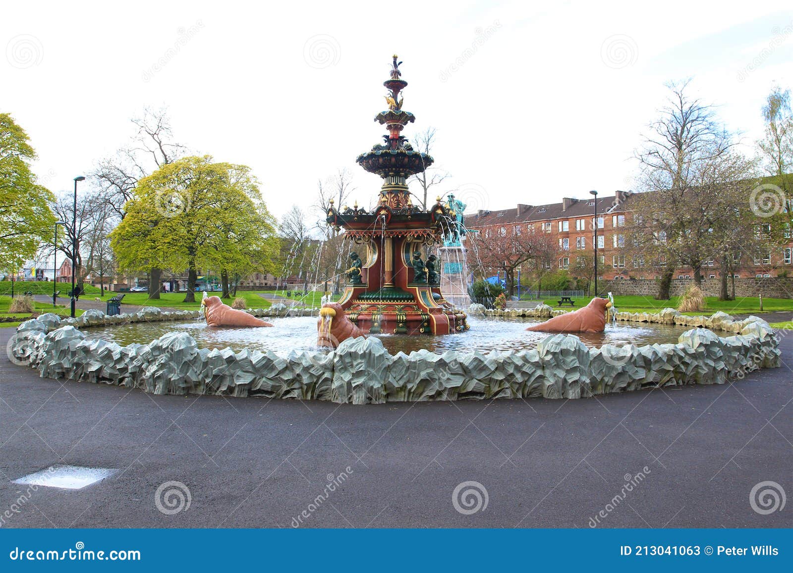 Fountain with Walrus Statues in the Public Park Stock Image - Image of ...