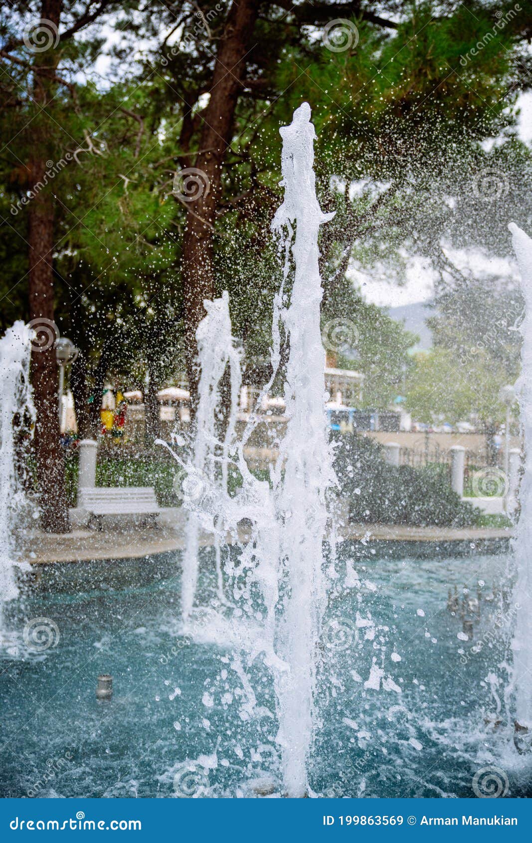 Fountain with Water Splash in the Tourist Park Stock Image - Image of ...