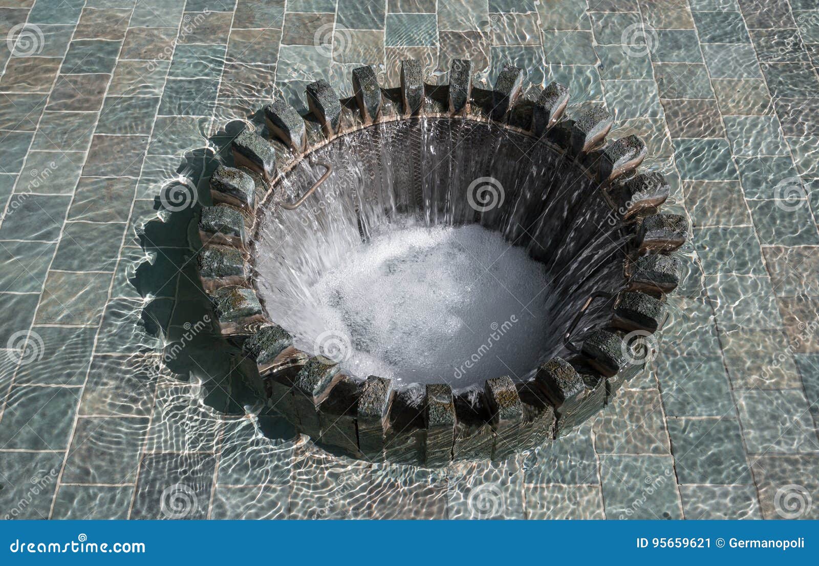 Fountain water on top view stock image. Image of view - 95659621