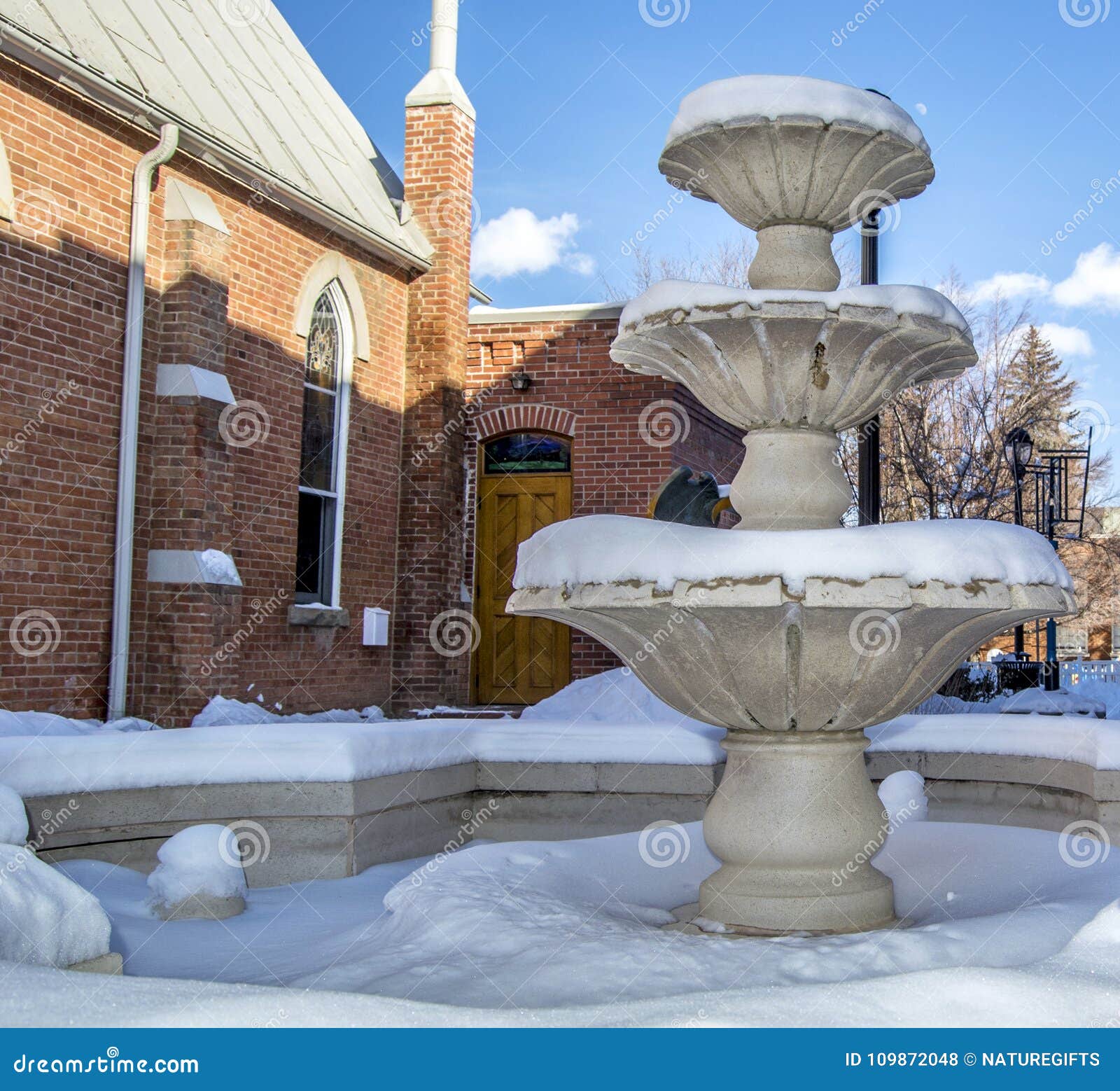 Fountain in Snow stock photo. Image of europe, water - 109872048