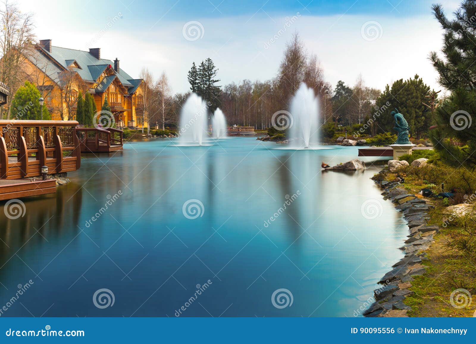 Fountains and Beautiful Scenery Stock Photo - Image of keukenhof ...