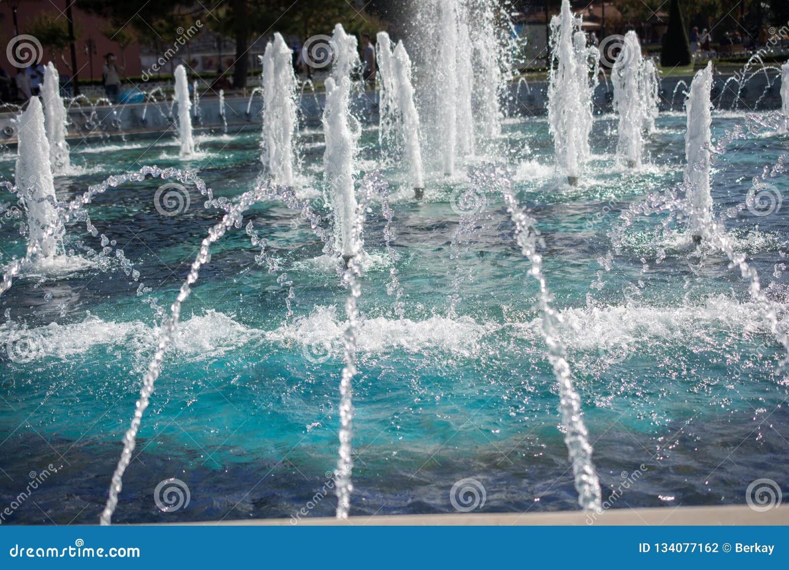The Fountains Gushing Sparkling Water in a Pool Stock Photo - Image of ...