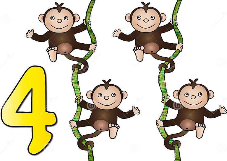 Four stock illustration. Illustration of color, monkeys - 10397901
