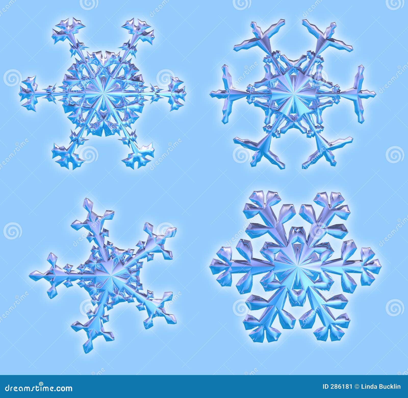 Four 3D Snowflakes - Includes Clipping Path Stock Illustration ...