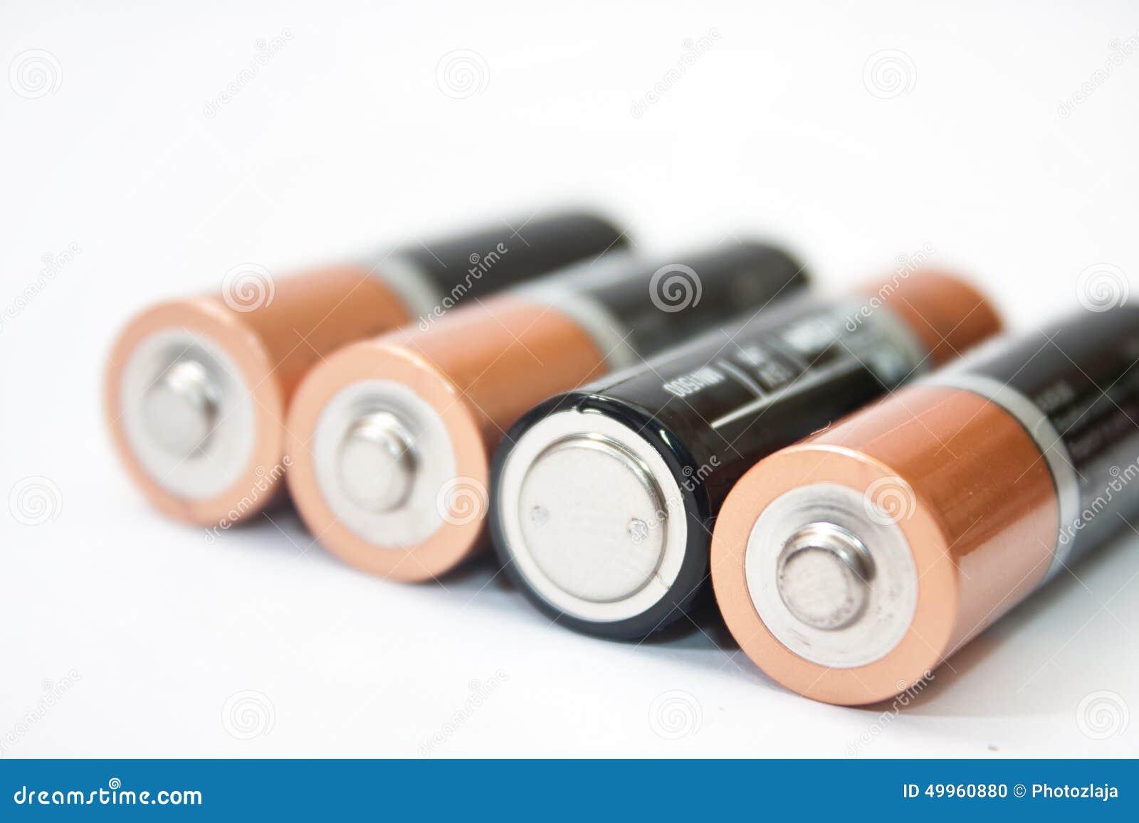 Four AA Alkaline Batteries On White Background. Main Battery For ...
