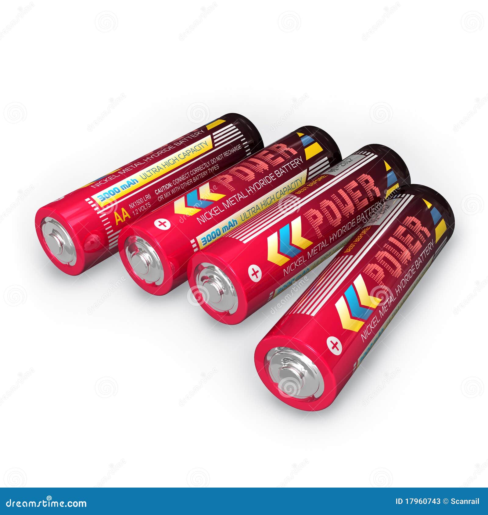 Four AA batteries stock illustration. Illustration of closeup - 17960743