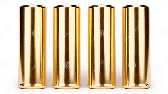 Four AA Batteries Isolated on White Background for Electronics and ...