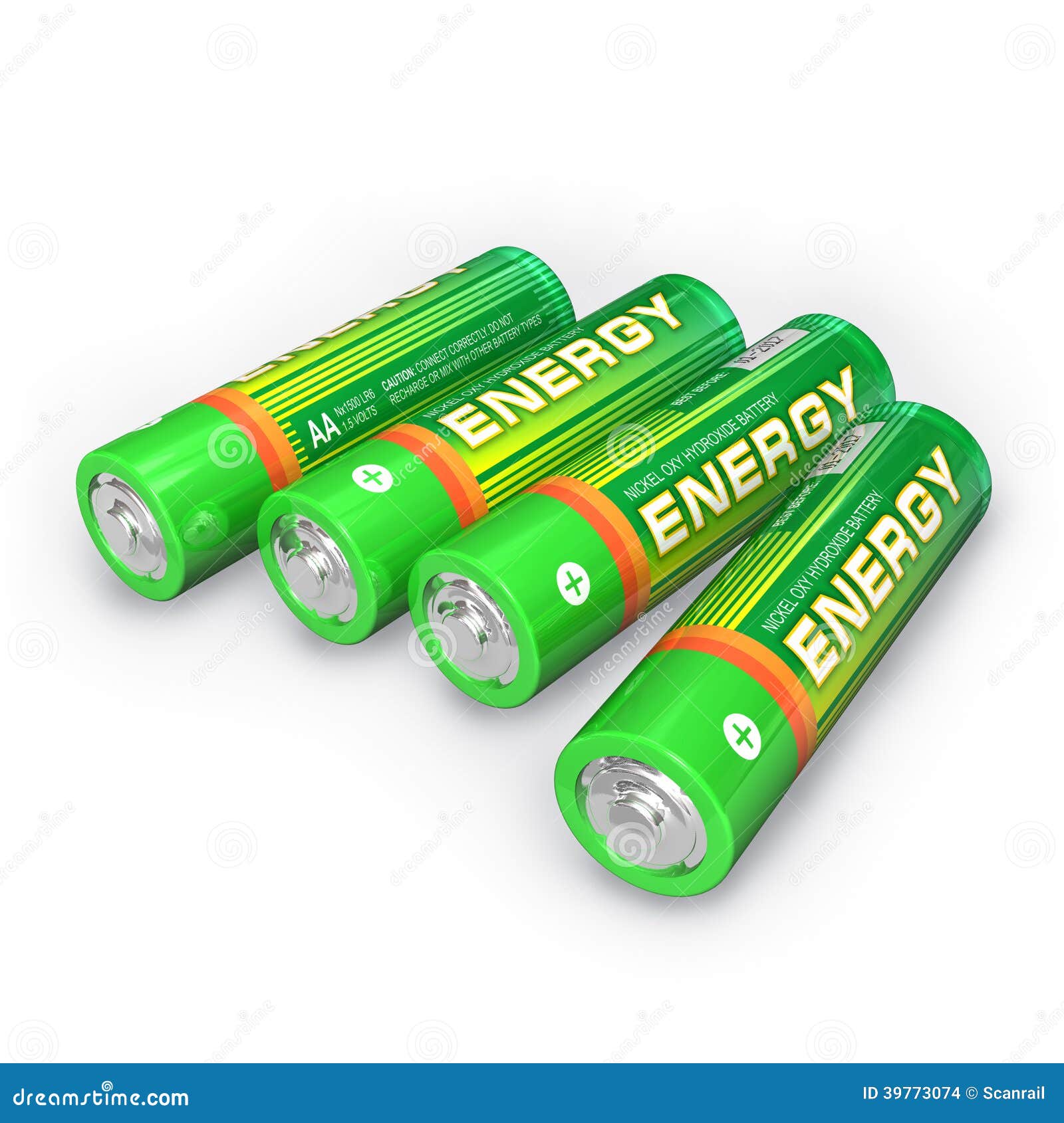 Four AA batteries stock illustration. Illustration of metal - 39773074