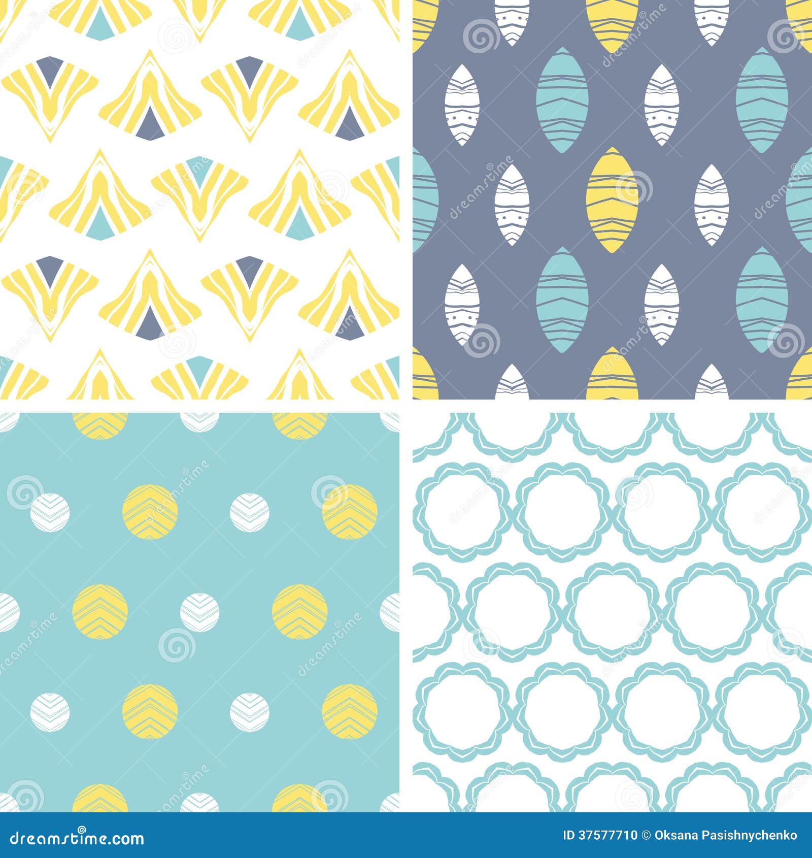 Four Abstract Fun Motives Seamless Patterns Set Stock Vector ...