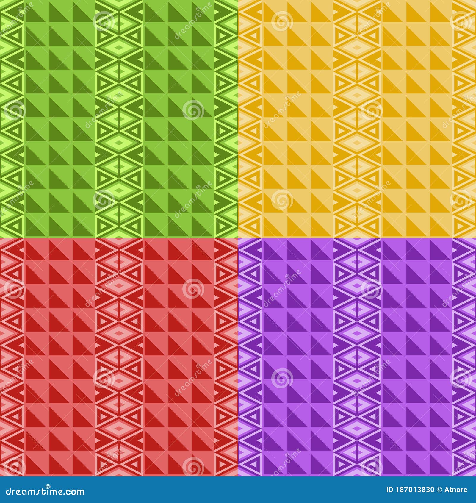 Four Abstract Geometric Patterns of Triangles, in Different Colors ...