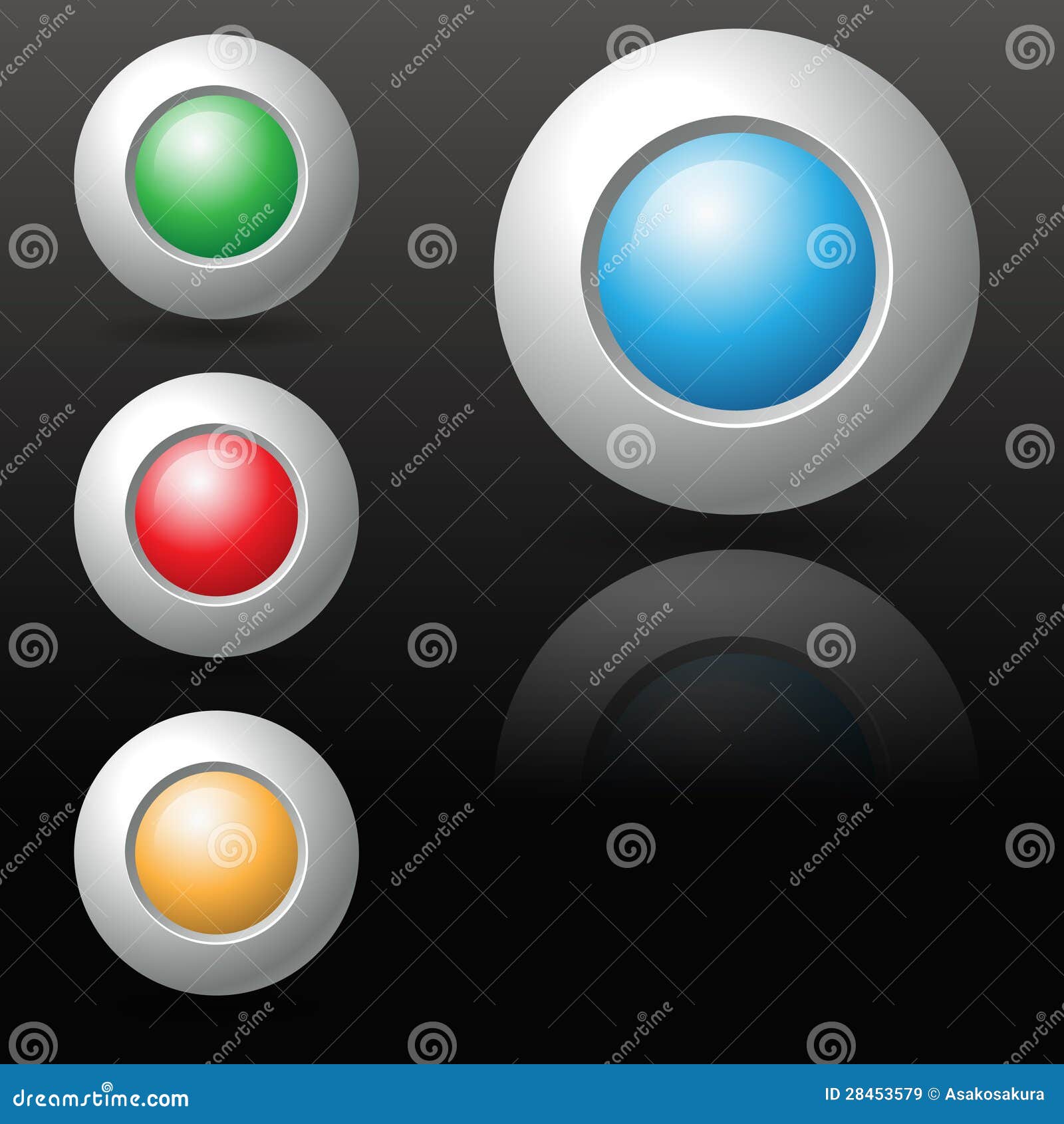 Four Abstract Icon Sphere Button Stock Vector - Illustration of ...